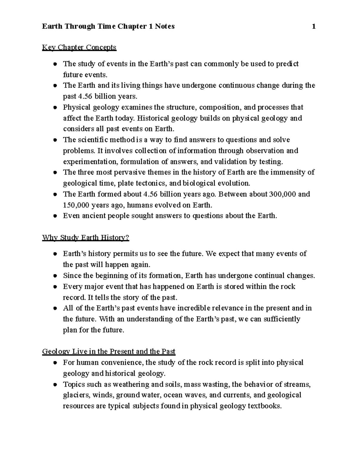 Chapter 1 Notes Part 1 - Earth Through Time Chapter 1 Notes 1 Key ...