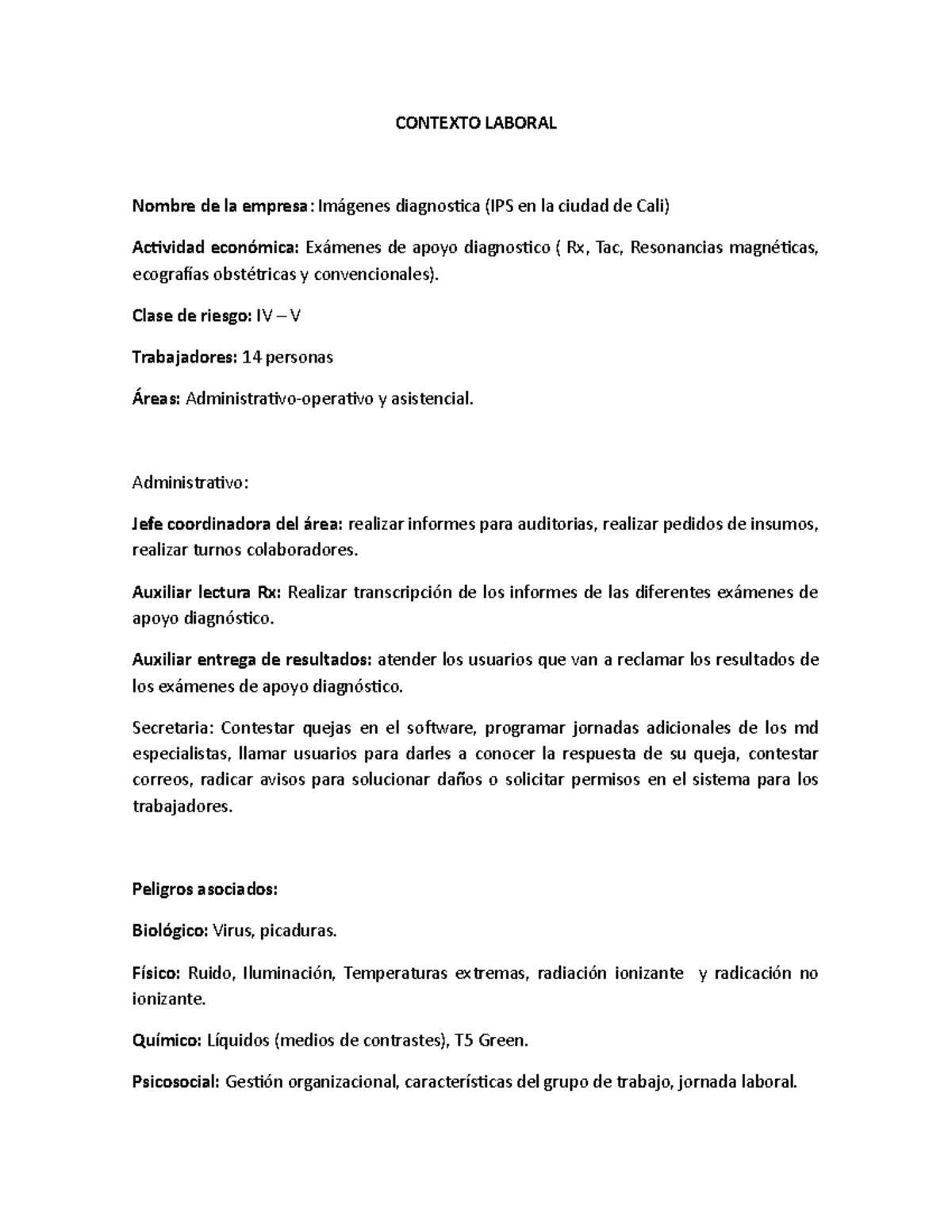 Contexto Laboral - CONTEXTO LABORAL Nombre de la empresa : Imágenes ...