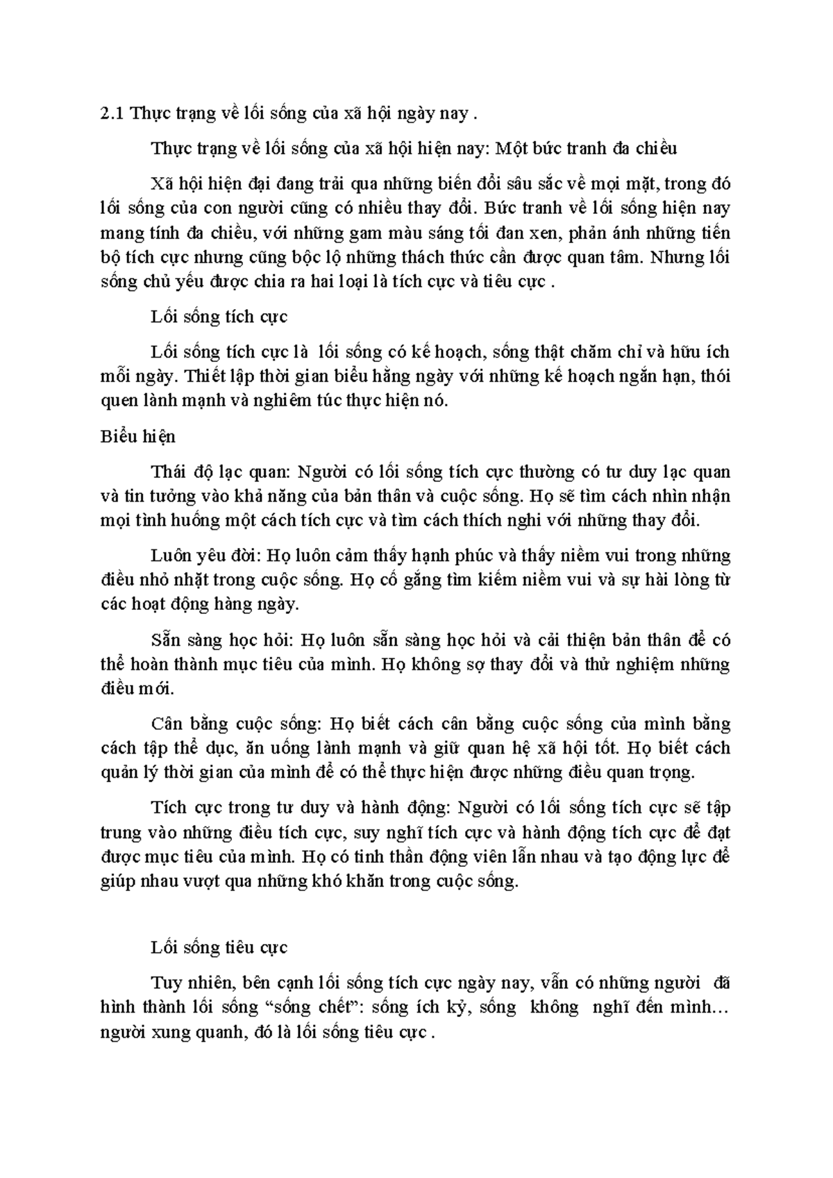 2.1 tư tưởng - dssss - 2 Thực trạng về lối sống của xã hội ngày nay ...