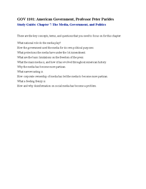 Ch. 16- Study Guide - GOV 1101: American Government, Professor Peter ...