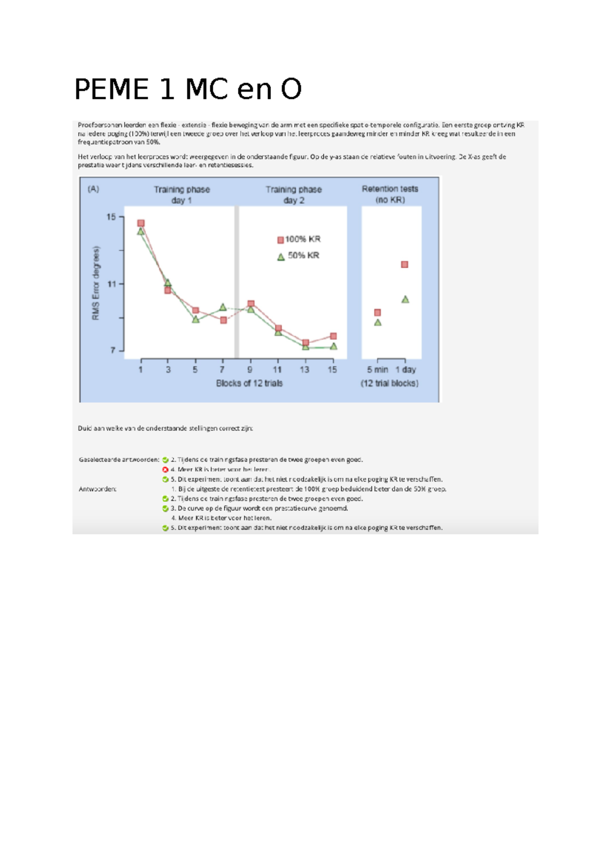 PEME 1 MC en O - peme motorische ontwikkeling - Motorisch leren en ...