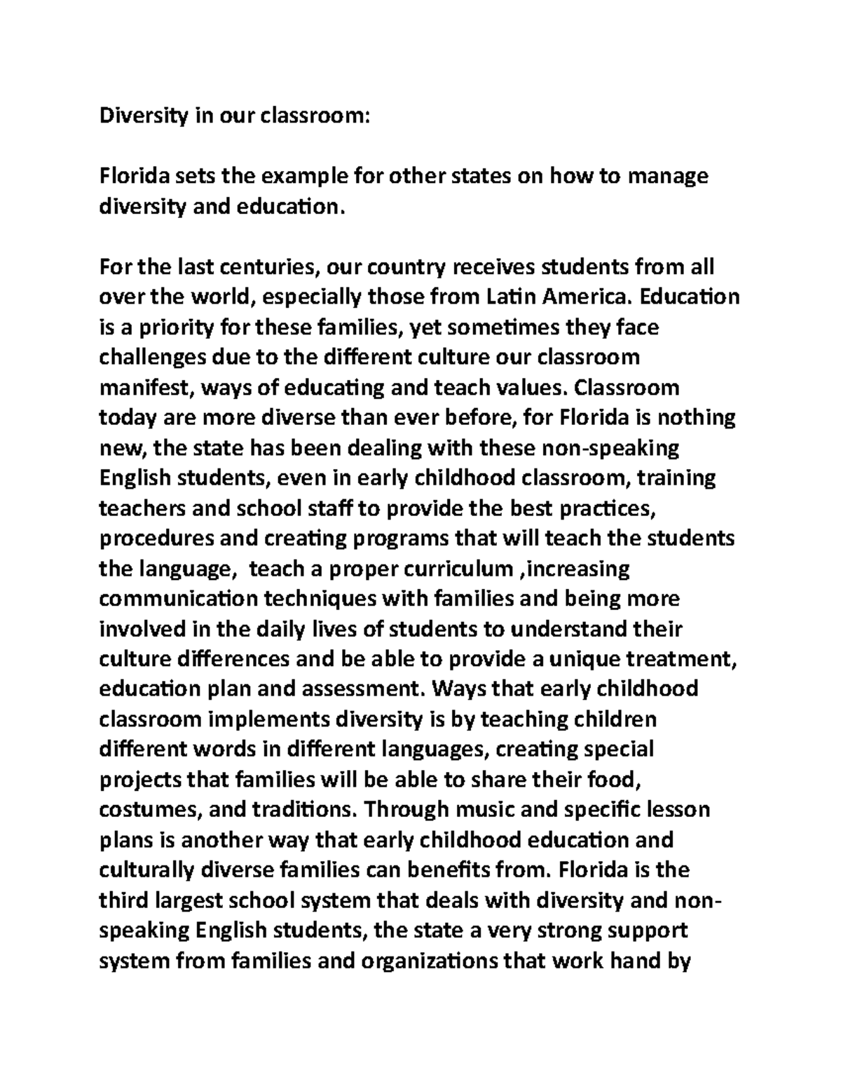 Diversity in our classroom - Diversity in our classroom: Florida sets ...