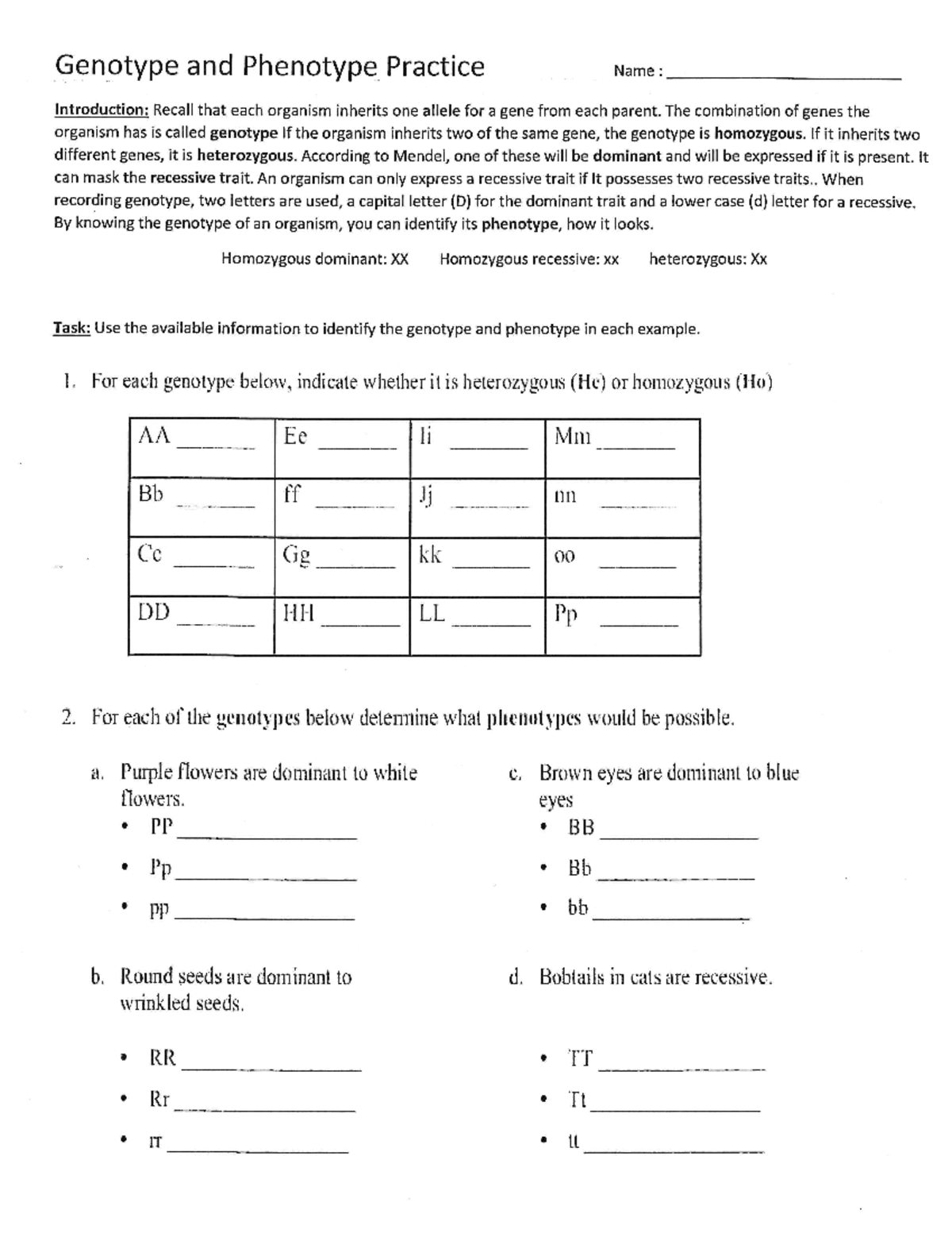Biology Worksheets - Studocu