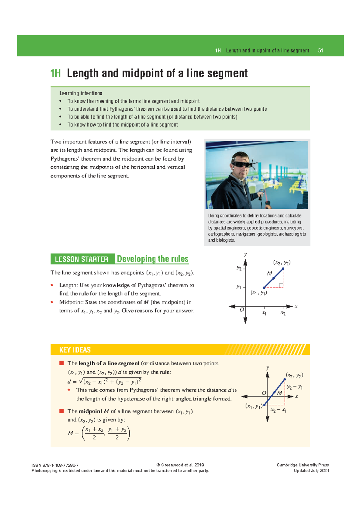Ch 1H -Length and mid point of a line segment - 1H Length and midpoint ...