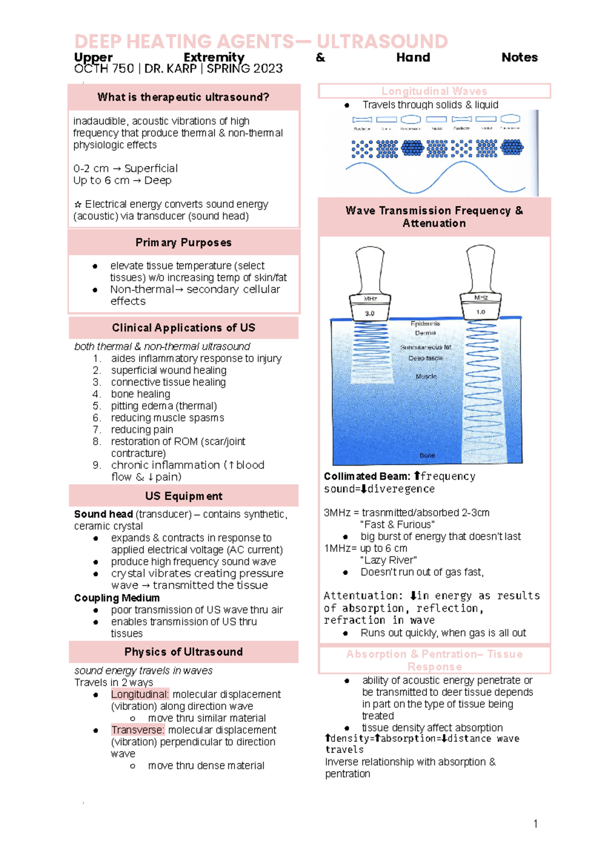 Deep Heating Agents in US - Upper Extremity & Hand Notes OCTH 750 | DR ...