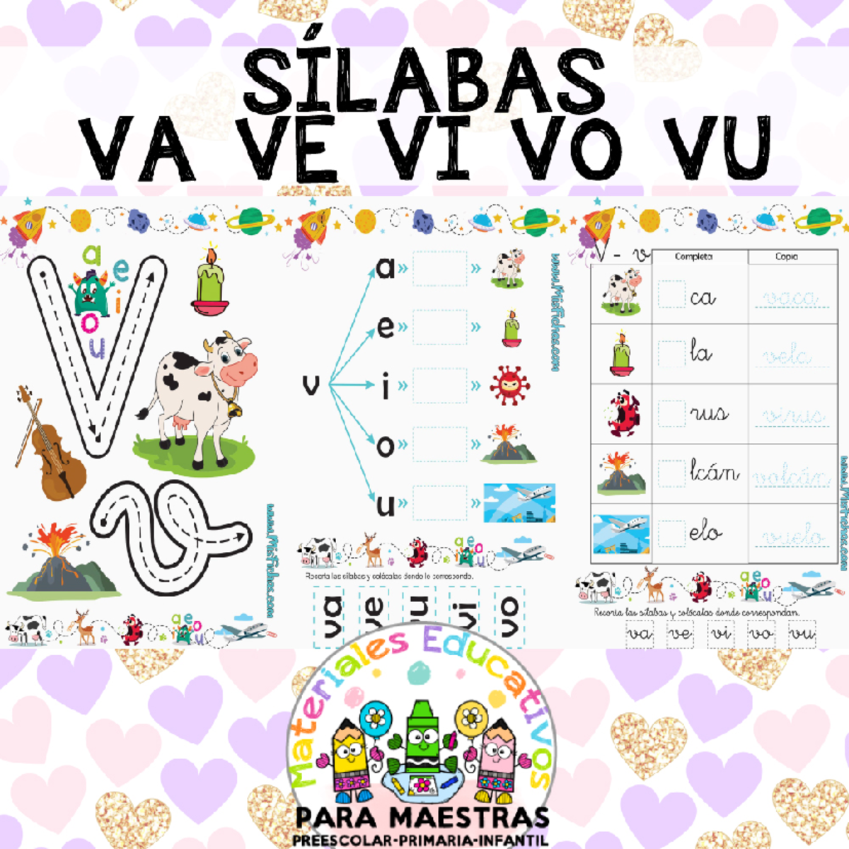Sílabas va ve vi vo vu - materiales - SILABAS VA VE VI VO VU Completa ...