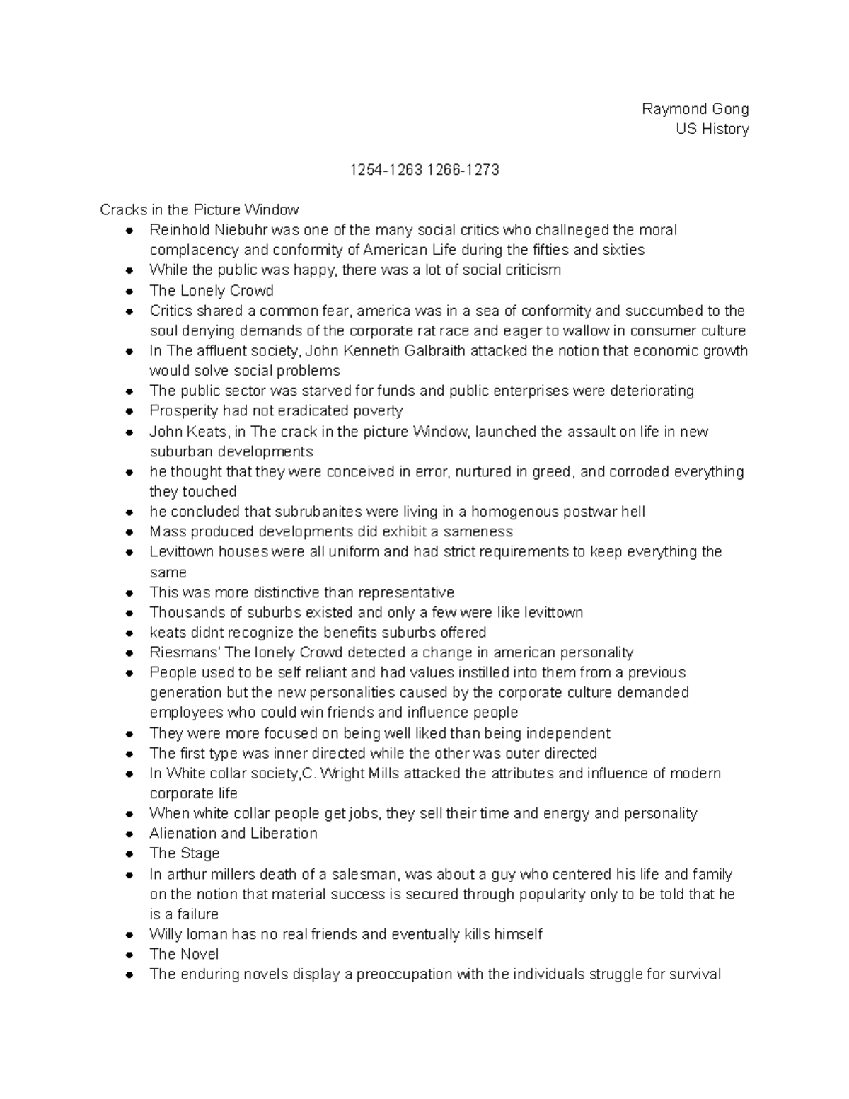 1254-1263 1266-1273 Notes US History - Raymond Gong US History 1254 ...