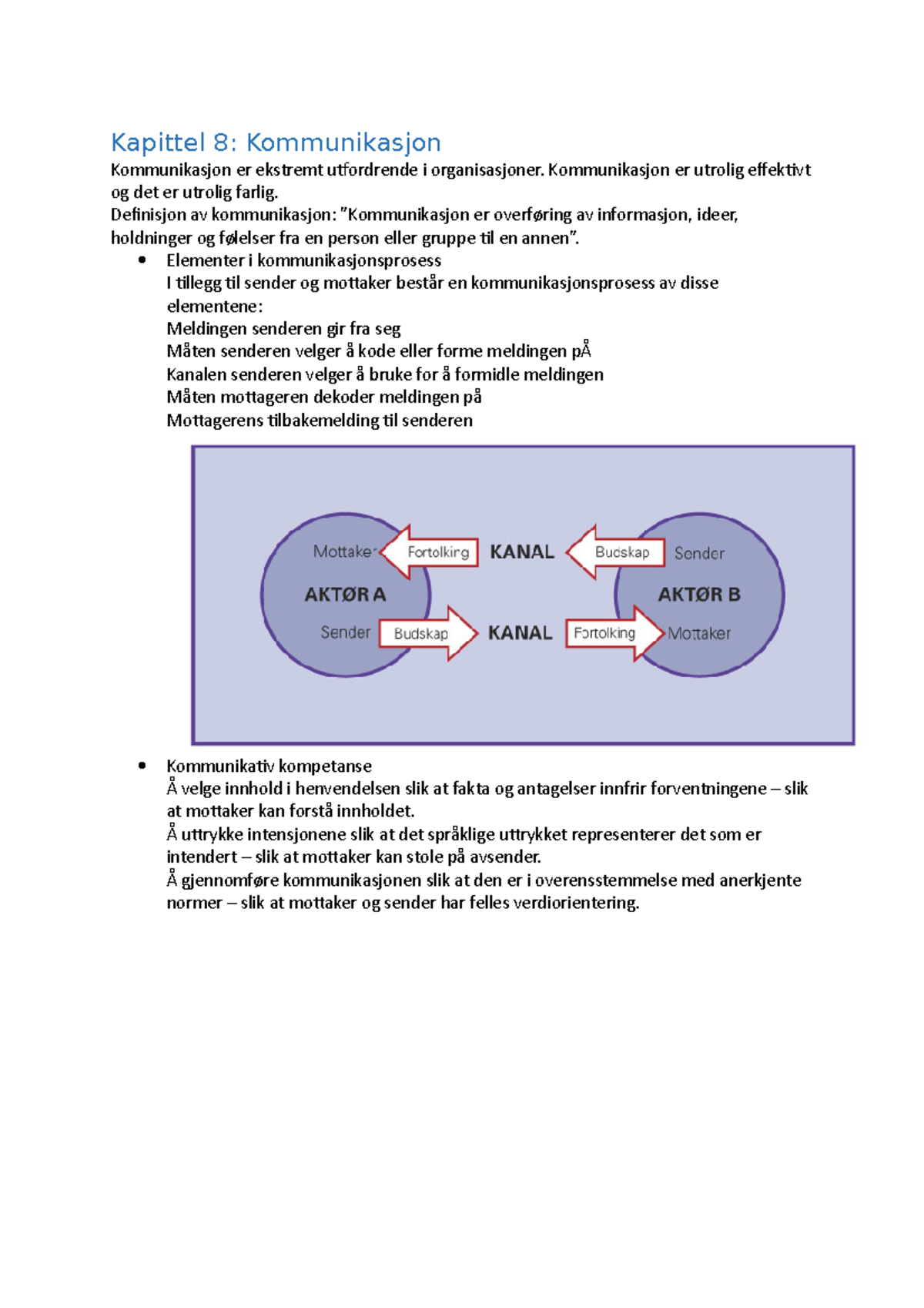 Kapittel 8-kommunikasjon - Kapittel 8: Kommunikasjon Kommunikasjon er ekstremt utfordrende i ...