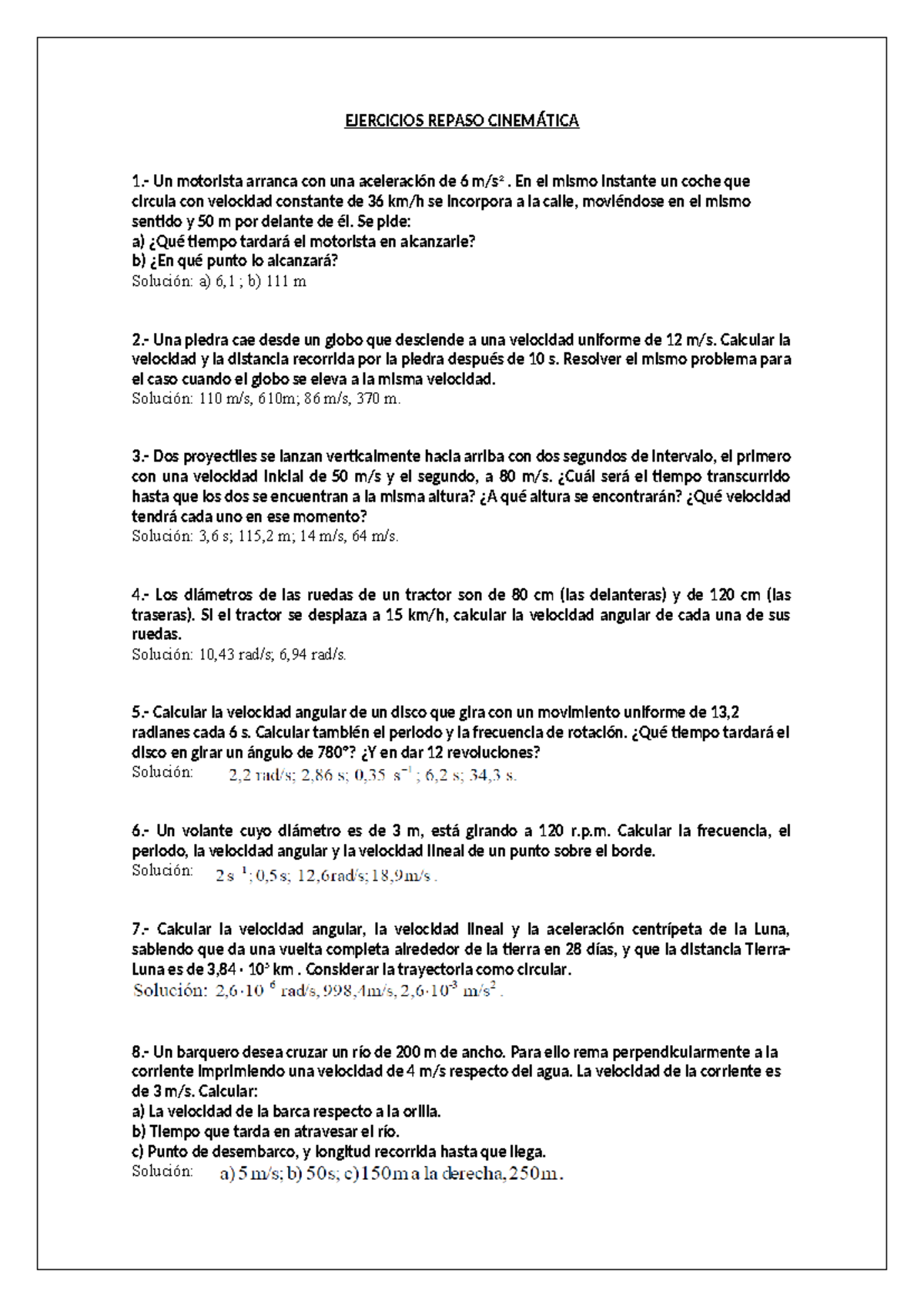 Ejercicios repaso Mecánica 1º Bachillerato 1 - EJERCICIOS REPASO ...