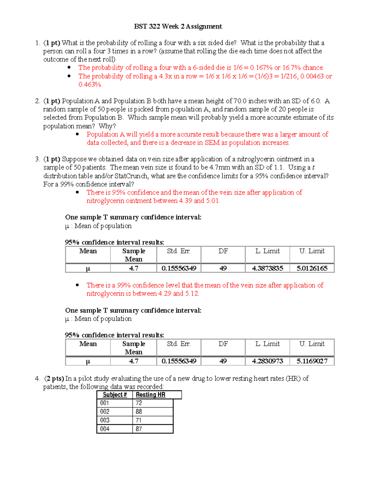 Week 2, Assignment - ( 1 pt) What is the probability of rolling a four ...
