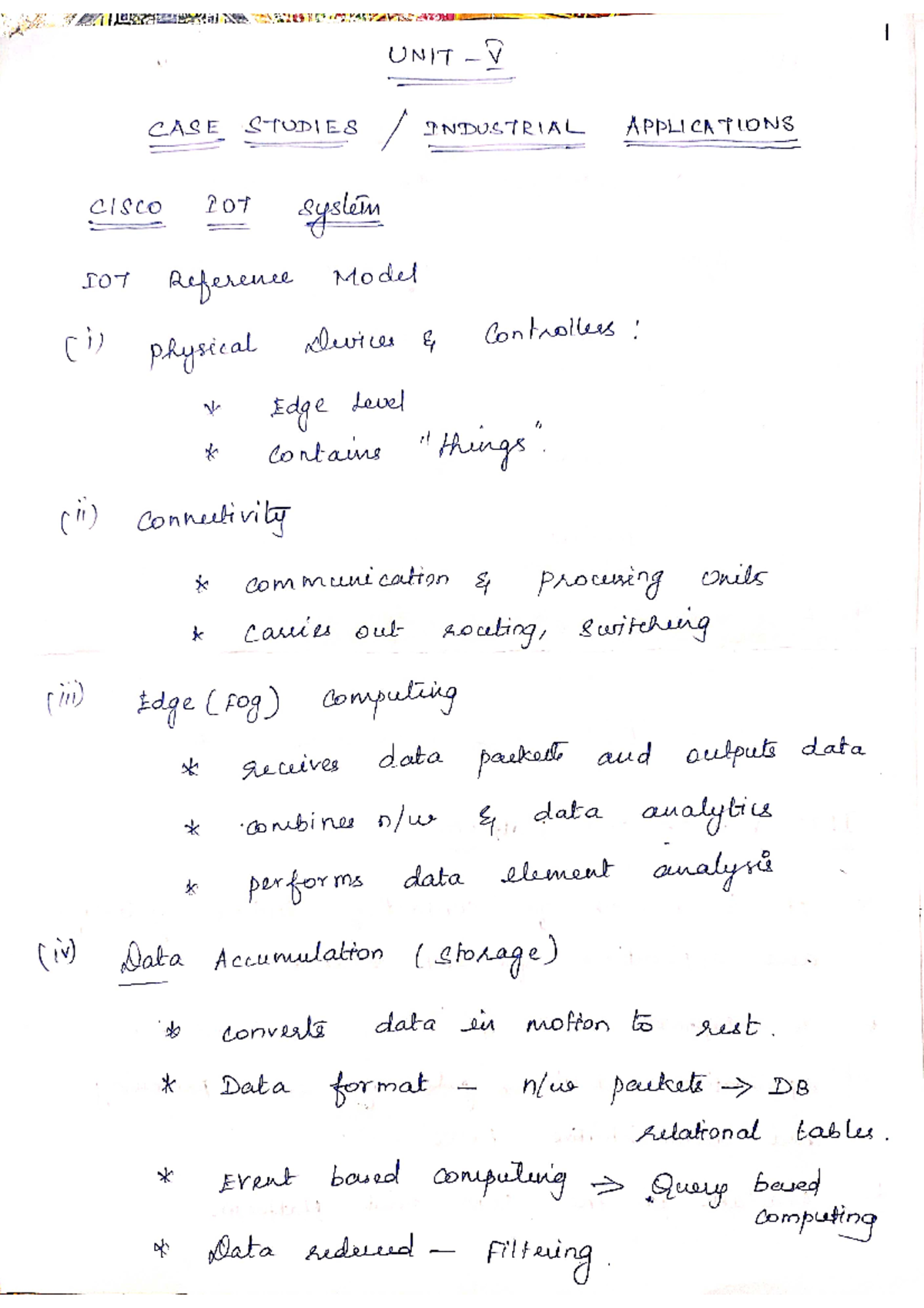 IOT UNIT 5 ( First HALF) - Iot Architecture And Protocol - Studocu