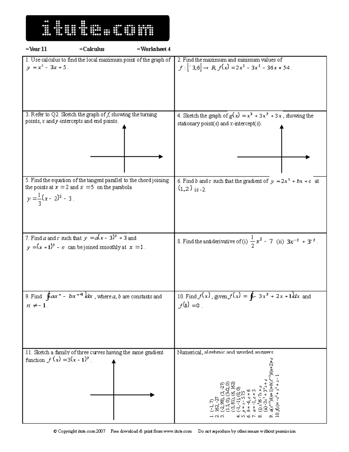 11 calculus worksheet 4 Unit 2 - Studocu
