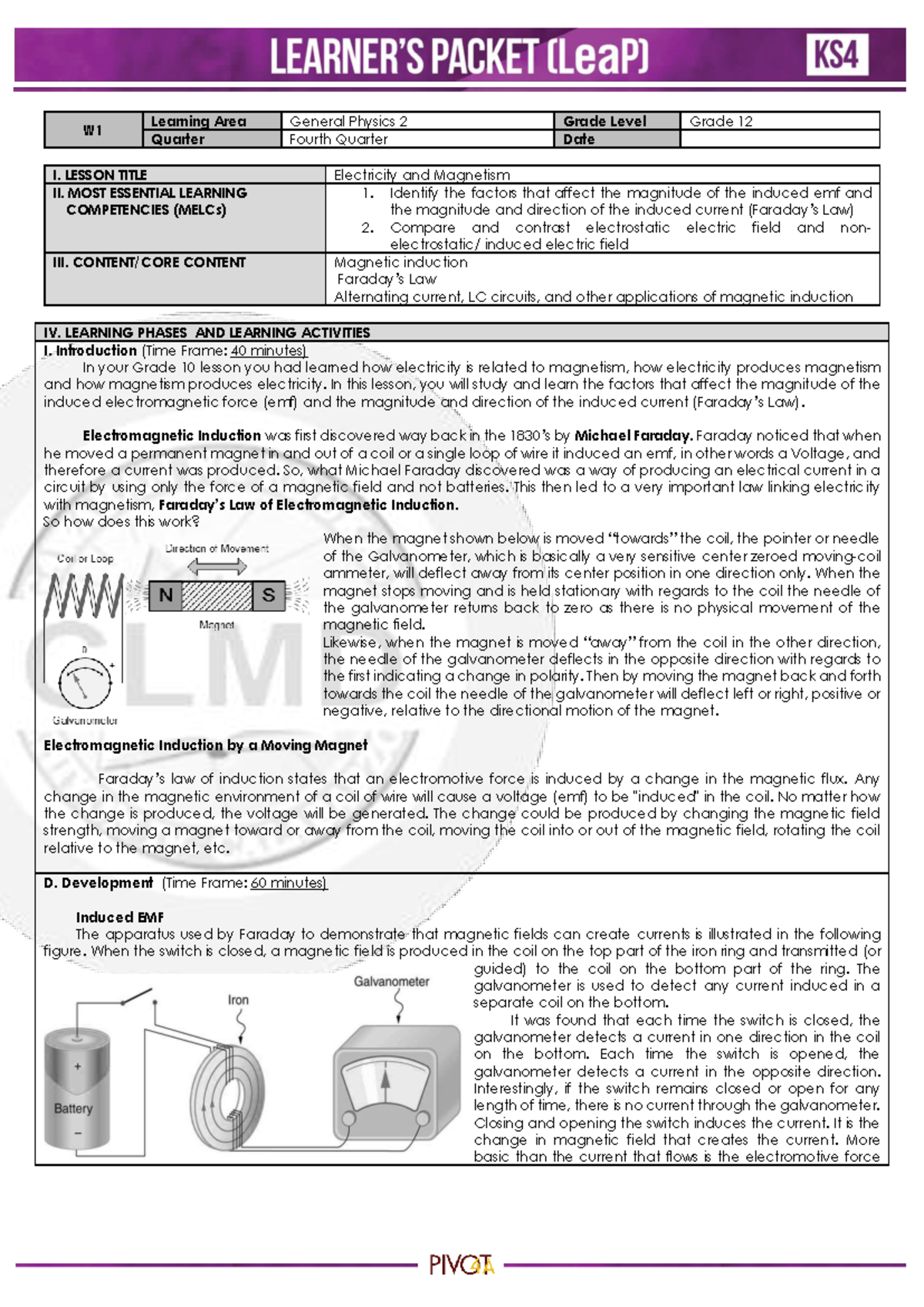 Q4 STEM General Physics 2 Week 1 - W 1 Learning Area General Physics 2 ...