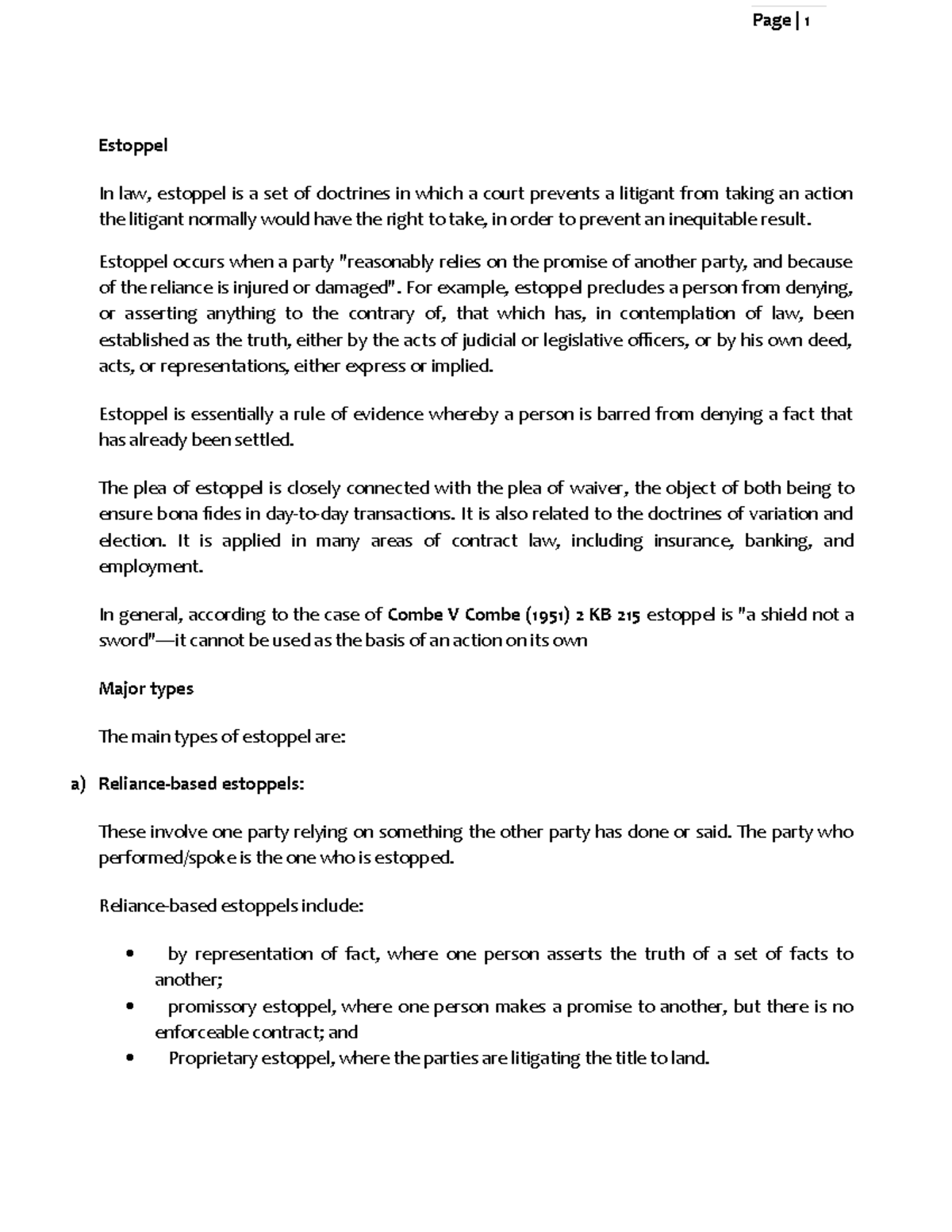 Doctrine OF Estoppel - Estoppel In law, estoppel is a set of doctrines ...