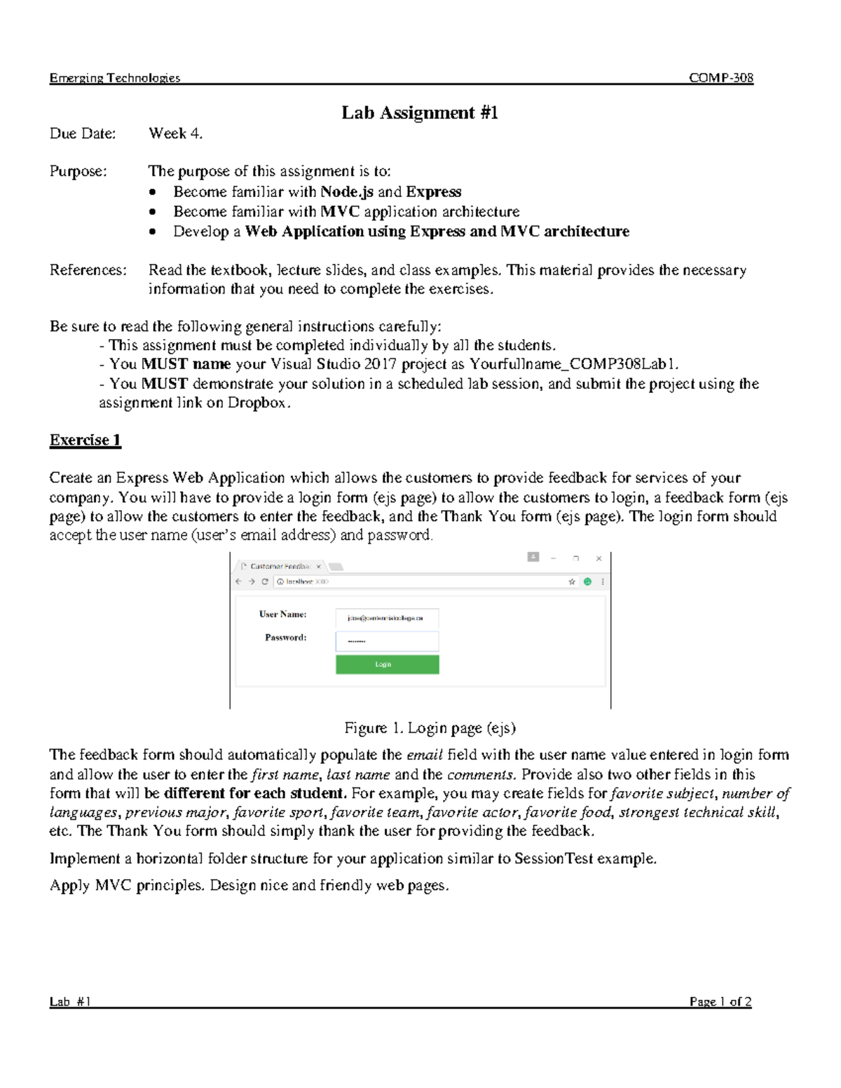 COMP308W19 Assignment 1 - Emerging Technologies COMP-308 Lab Assignment #1 Due Date: Week 4 ...