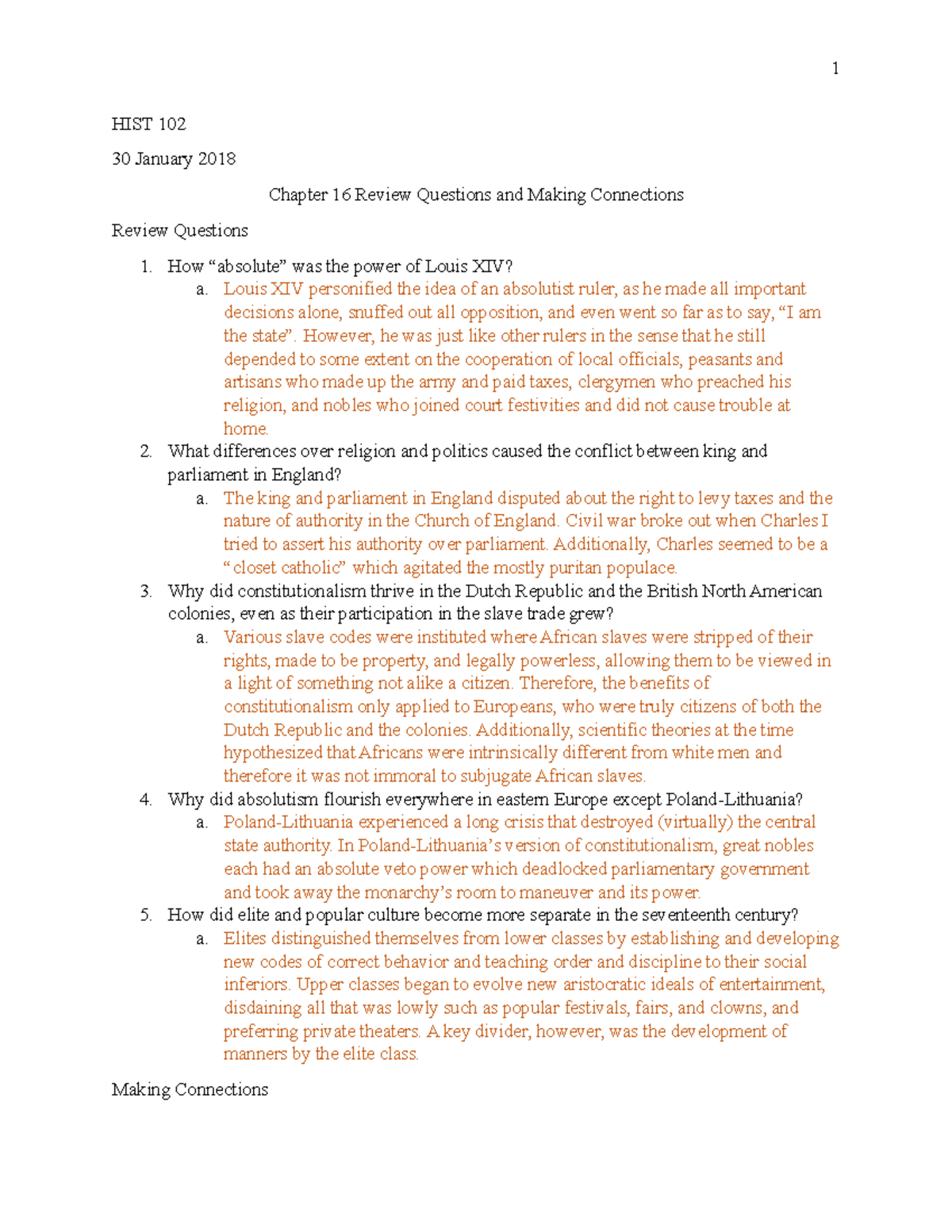 Chapter 16 - Rome homework. - 1 HIST 102 30 January 2018 Chapter 16 ...