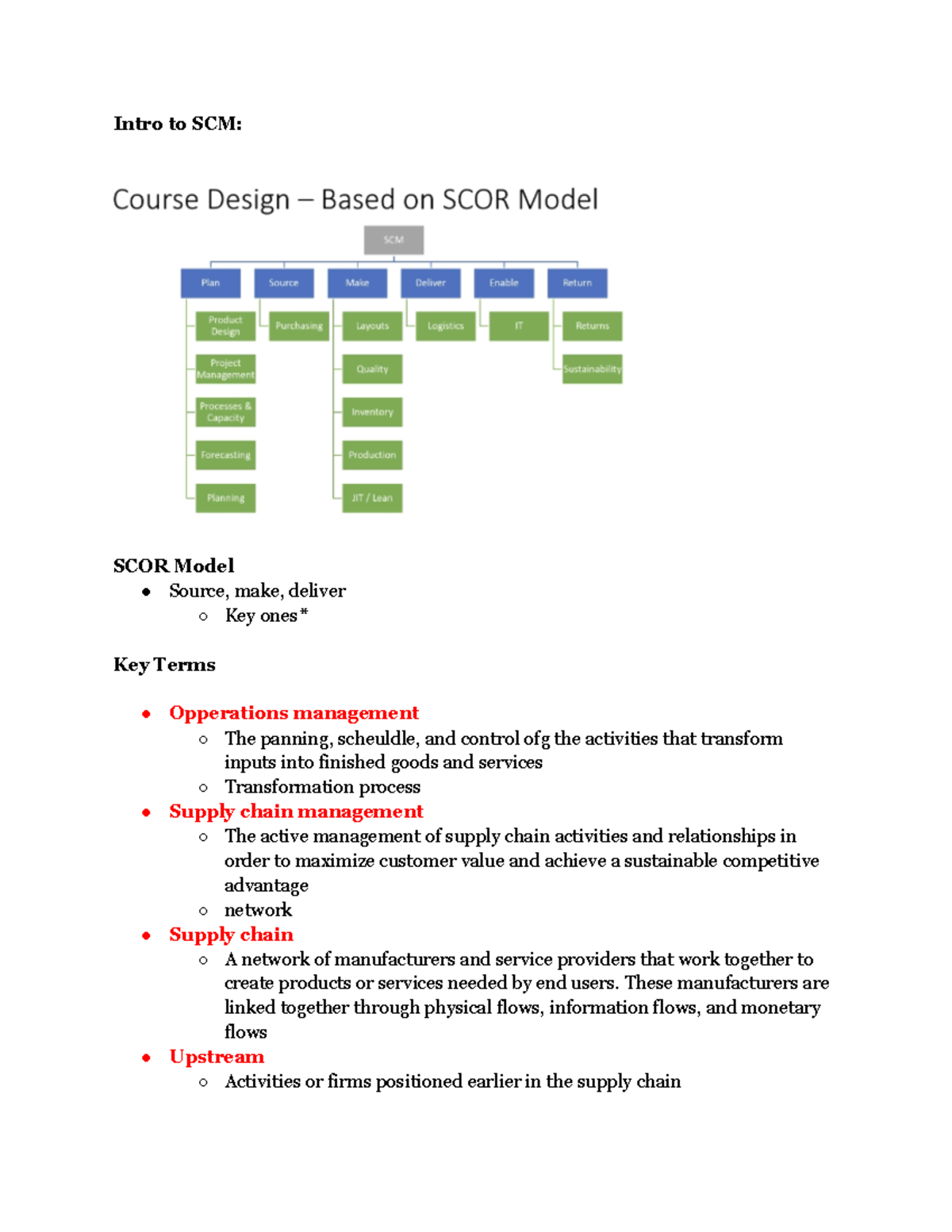 Unit 1 Class Notes SCM - SCM SOLO - Intro to SCM: SCOR Model Source ...