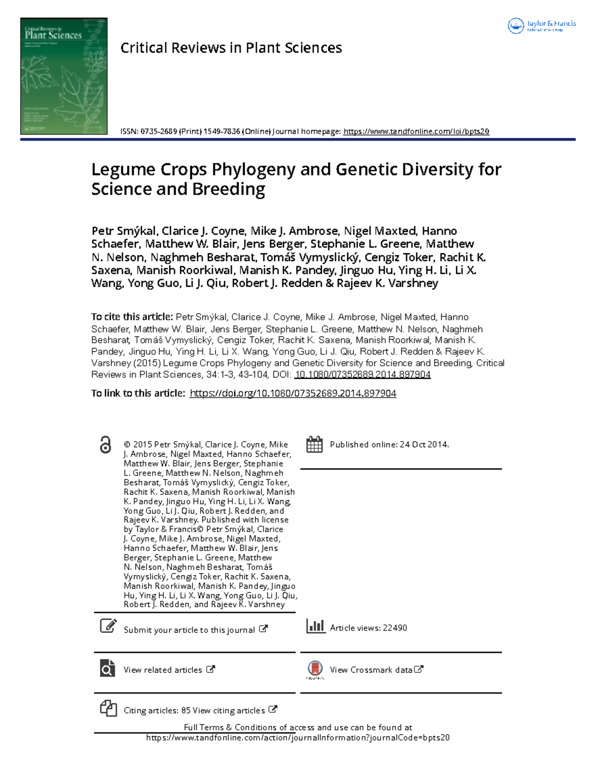 Legume Crops Phylogeny and Genetic Diversity for Science and Breeding ...