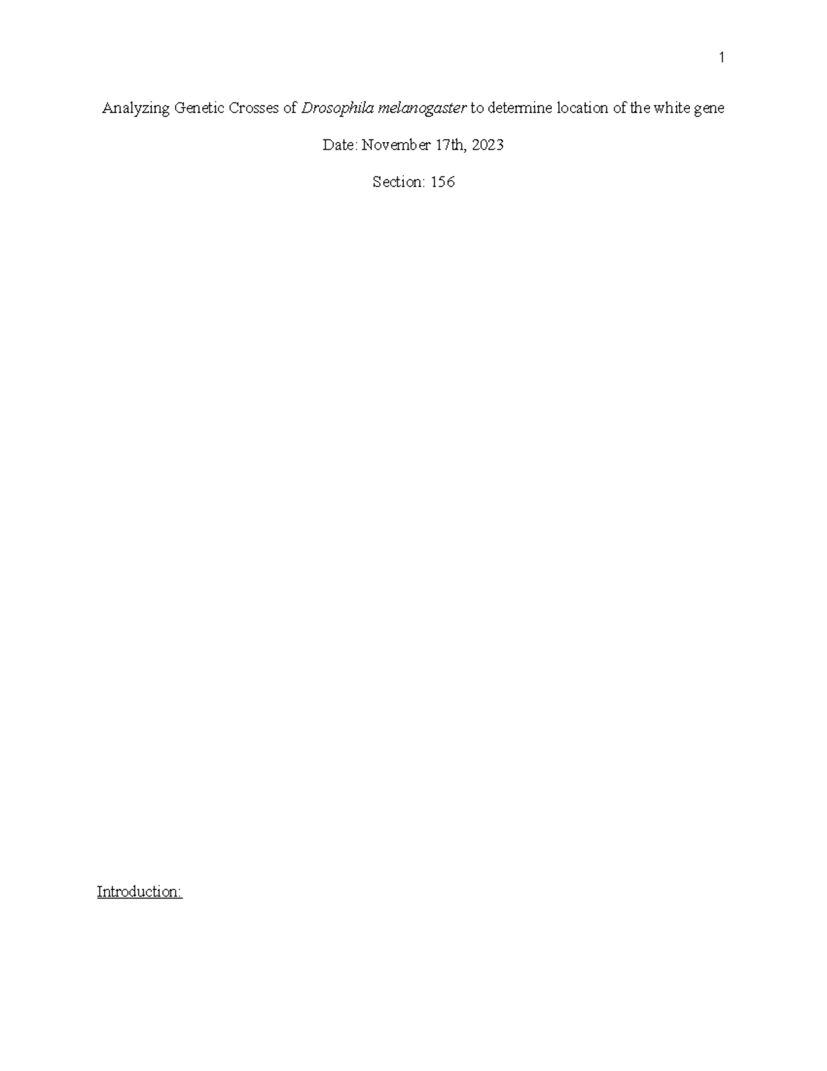 Drosophila lab report - Analyzing Genetic Crosses of Drosophila ...