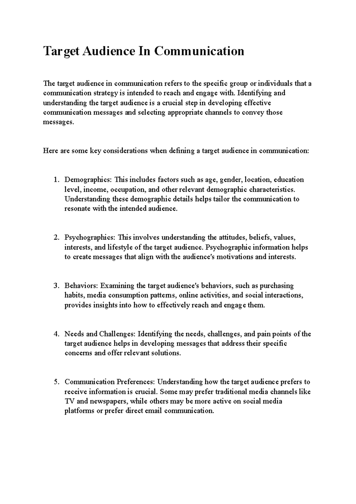 Communication - Target Audience In Communication - Target Audience In ...