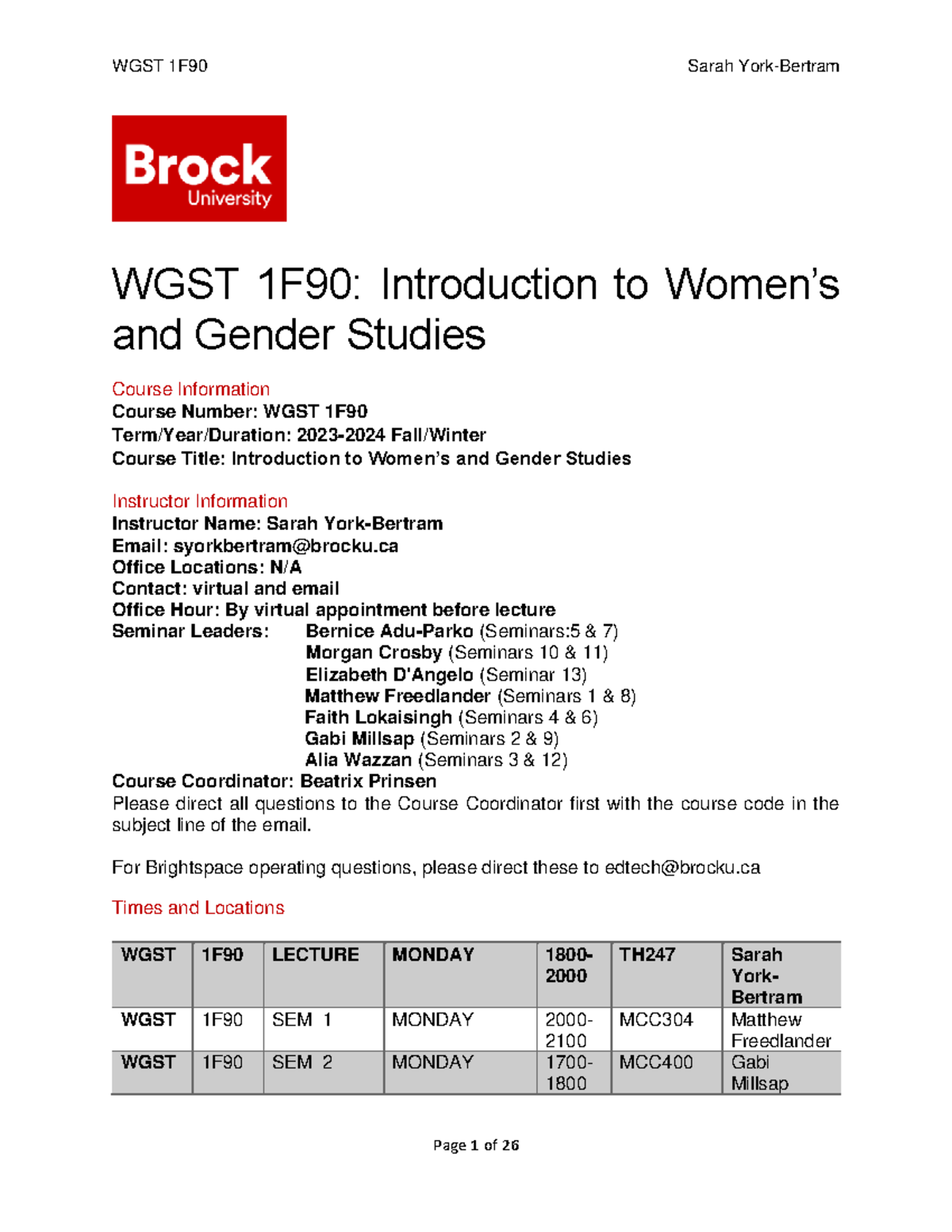 WGST 1F90 2023 2024 Course Syllabus - WGST 1F90: Introduction to Women ...