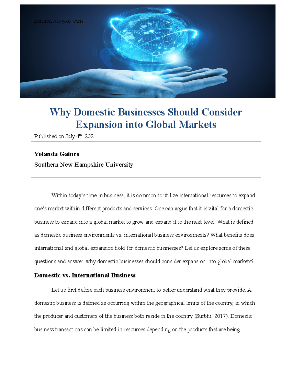 1 2 Benefits Of Global Expansion Business to you Why Domestic