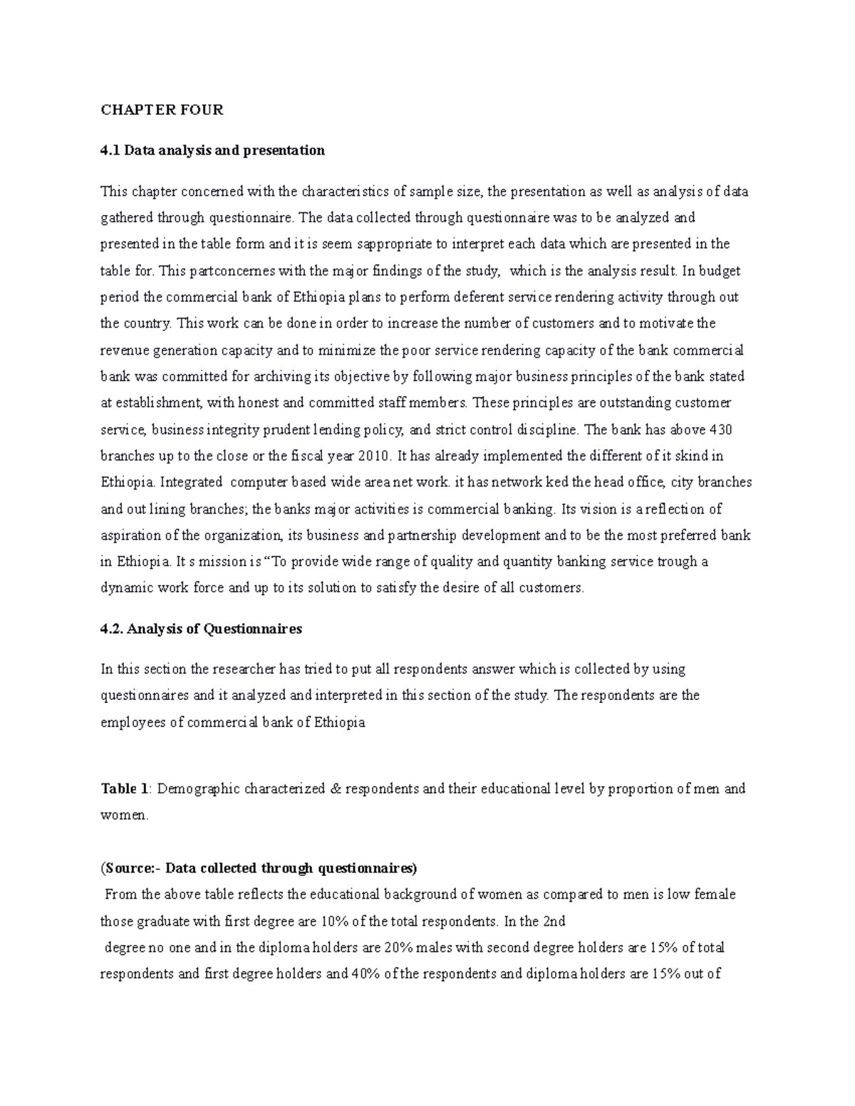 Najiip - it can help u - CHAPTER FOUR 4 Data analysis and presentation ...