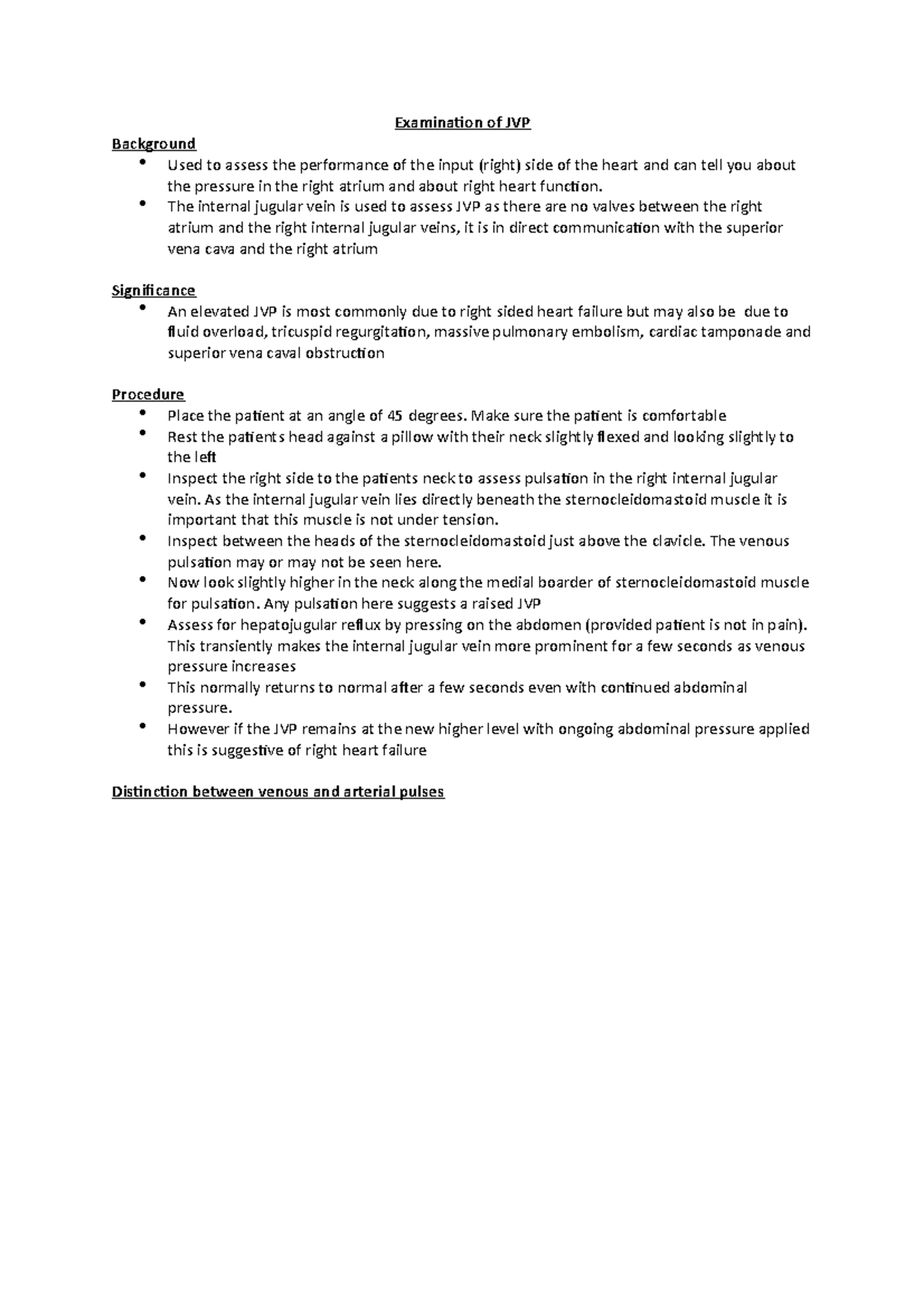 Examination of JVP - CSEC JVP - Examination of JVP Background Used to ...