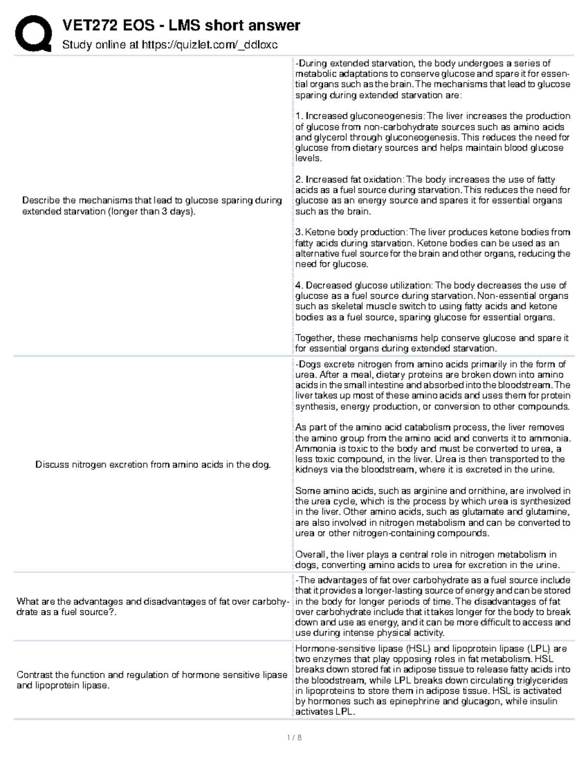 VET272 EOS - LMS short answer - VET272 - Murdoch - Studocu