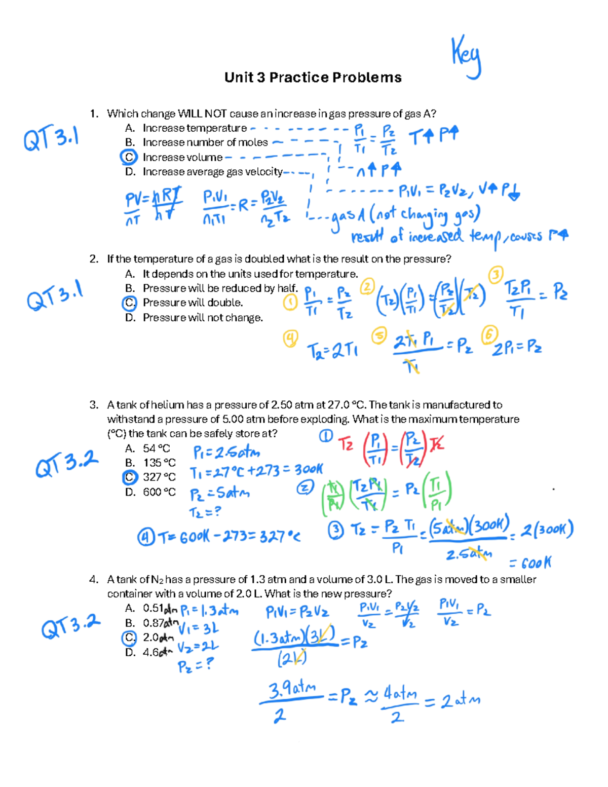 Unit 3 Practice Problems Mitchell Key - Unit 3 Practice Problems Which ...