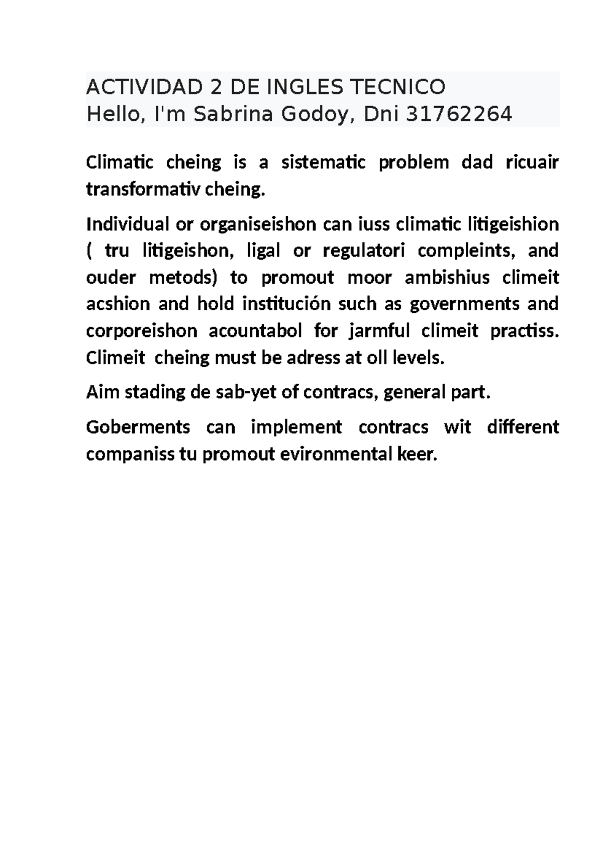 Actividad 2 DE I Ngles Tecnico - ACTIVIDAD 2 DE INGLES TECNICO Hello, I ...