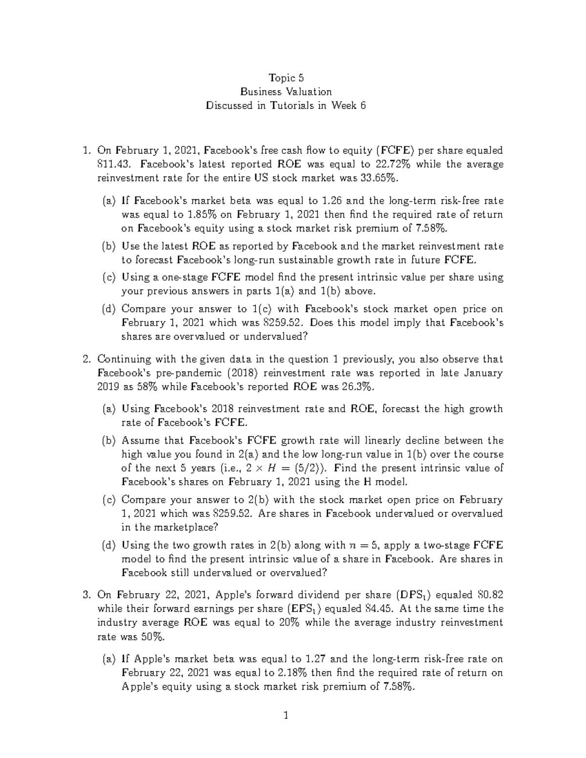 Tutorial 5 - Practice questions for the fifth topic of the course ...