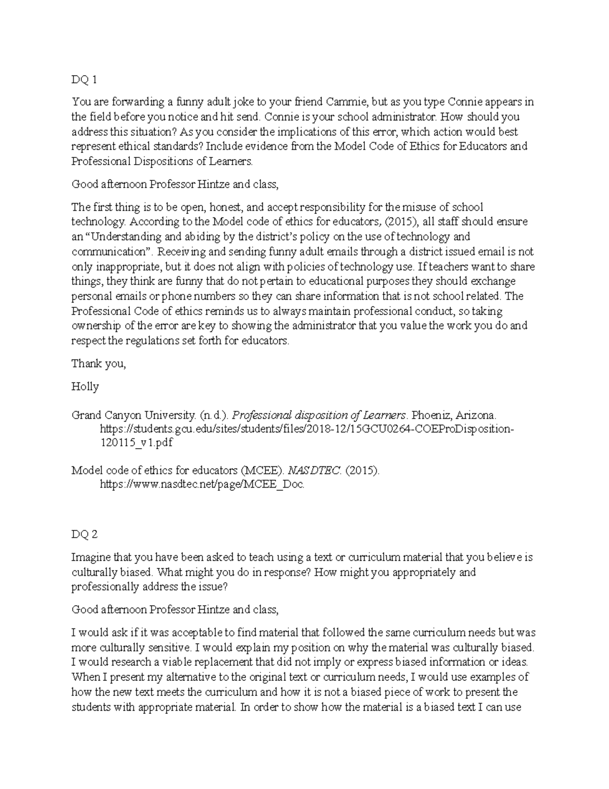 DQ week 7 - EDU-330 - DQ 1 You are forwarding a funny adult joke to ...