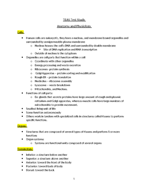 TEAS Notes - Anatomy & Physiology - TEAS 7 STUDY GUIDE Anatomy ...