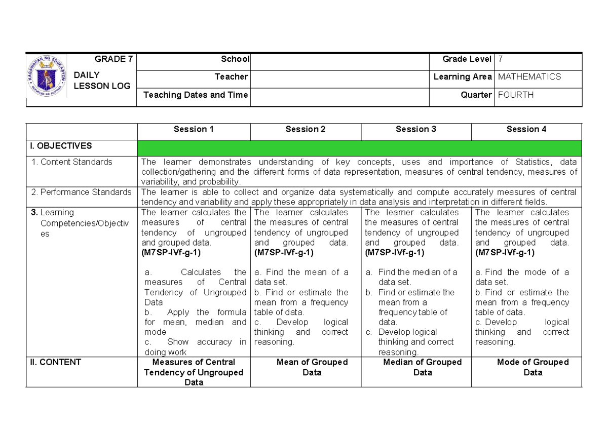 G7Q4DLL LC60 - mathematics solution - GRADE 7 DAILY LESSON LOG School ...