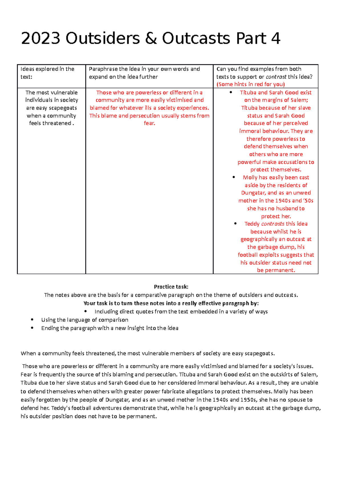 2023 Outsiders paragraph task to embed quotes effectively - 2023 ...