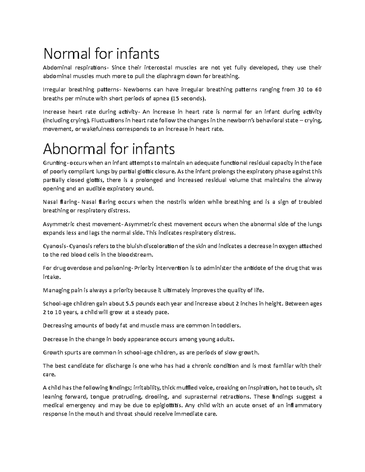 Normal for infants - Normal for infants Abdominal respirations- Since ...
