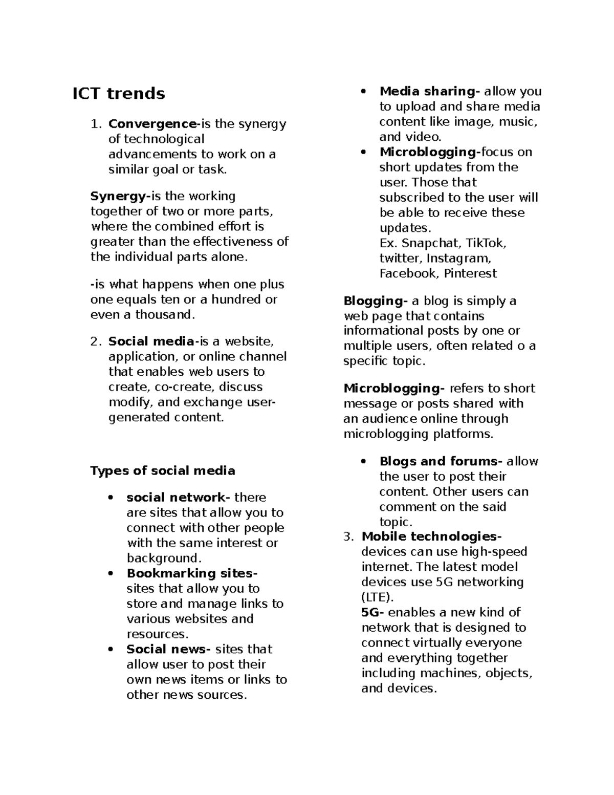 ICT-trends - for reference - ICT trends Convergence-is the synergy of ...