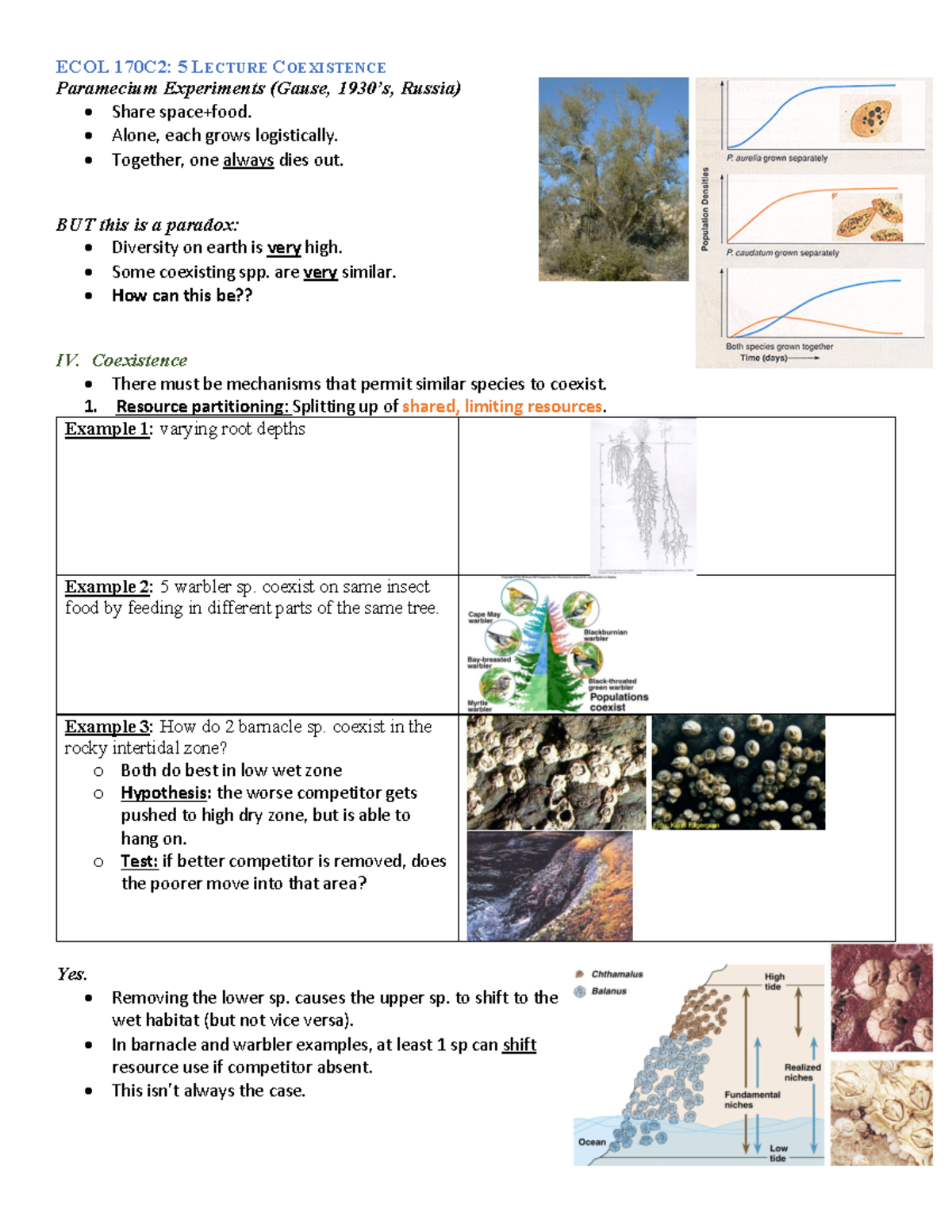 ECOL 170C2- 5 Lecture Coexistence - ECOL 170C2: 5 LECTURE COEXISTENCE ...