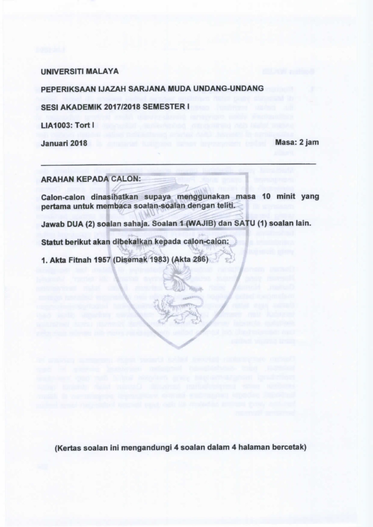 Torts 2018 - pyq 2018 - Tort I - Studocu