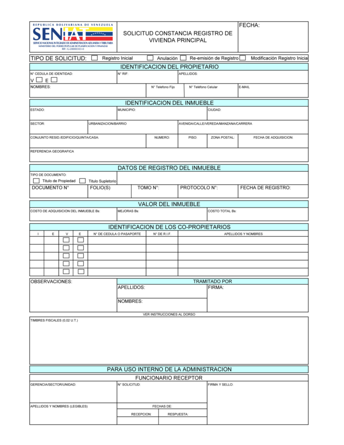 FORMATO VIVIENDA PRINCIPAL - A. INSTRUCCIONES GENERALES Este formulario ...
