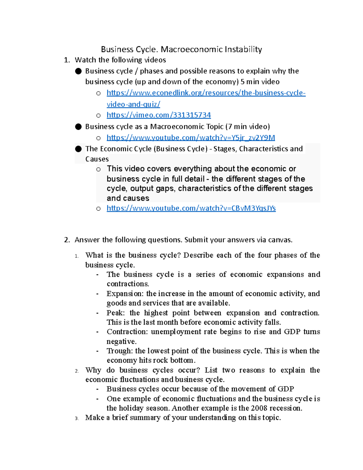 Business cycle. Macroeconomic Inestability-2 - Business Cycle ...