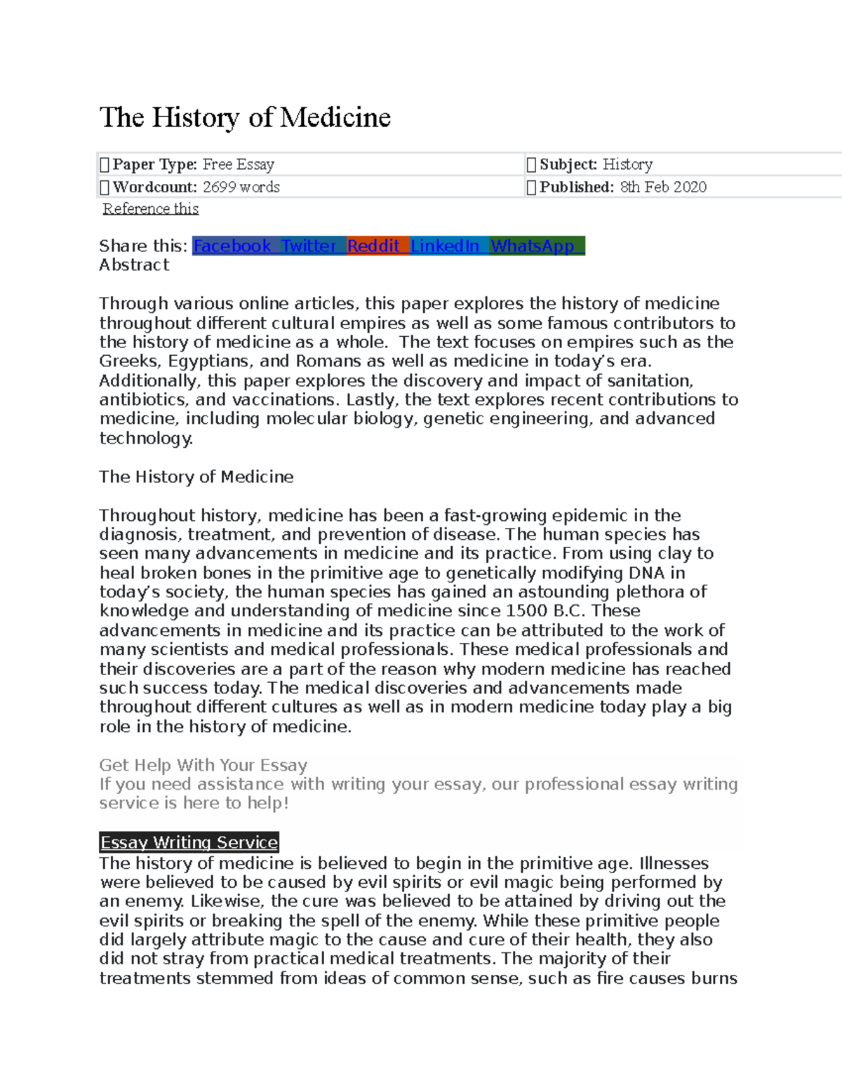 The History of Medicine - The text focuses on empires such as the ...