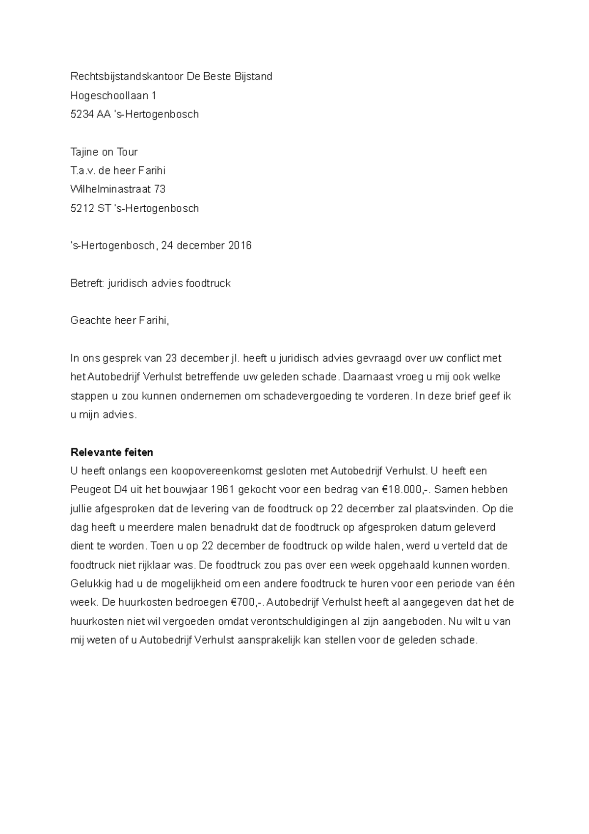 JSV Casus adviesbrief kans 1 - Rechtsbijstandskantoor De Beste Bijstand ...