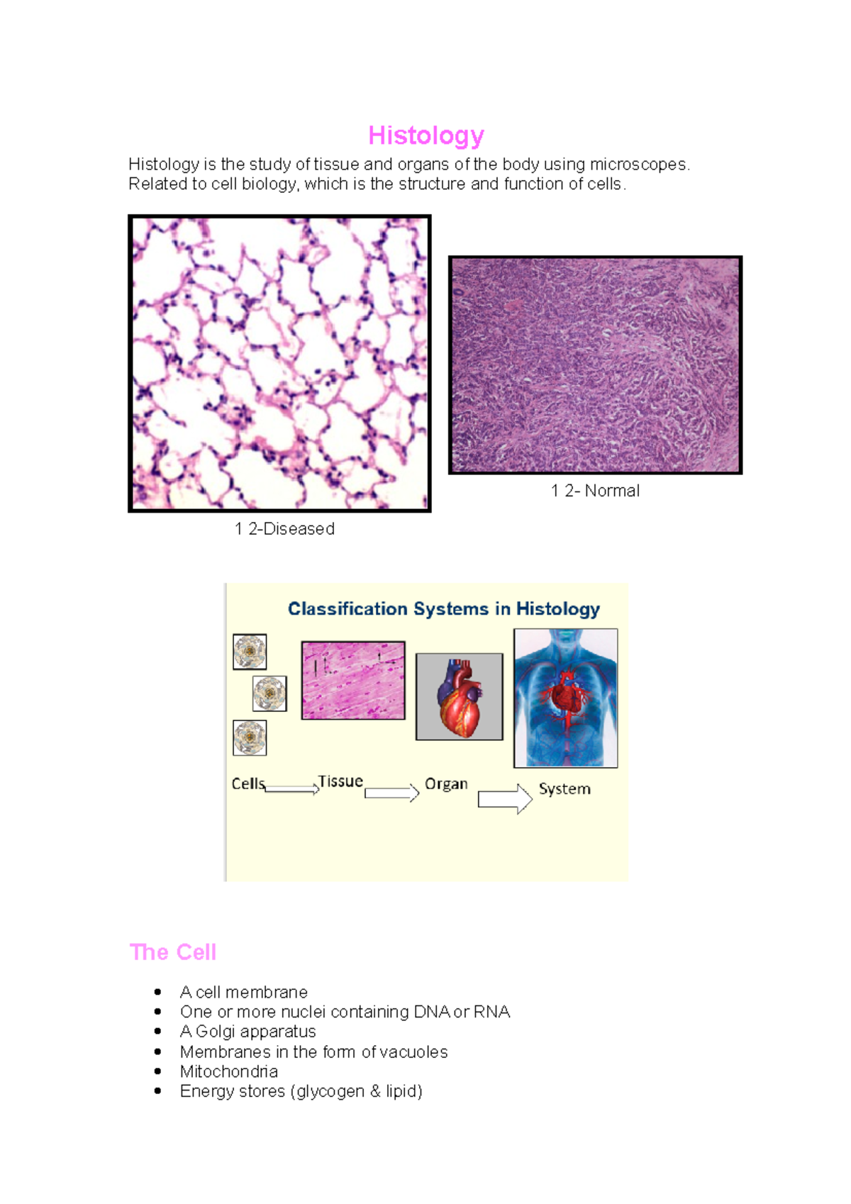 Histology and Microscopy - MOD002875 - Anglia - Studocu