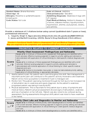 UTI concept map - Work - PNN 625 - PRACTICAL NURSING CLINICAL JUDGMENT ...
