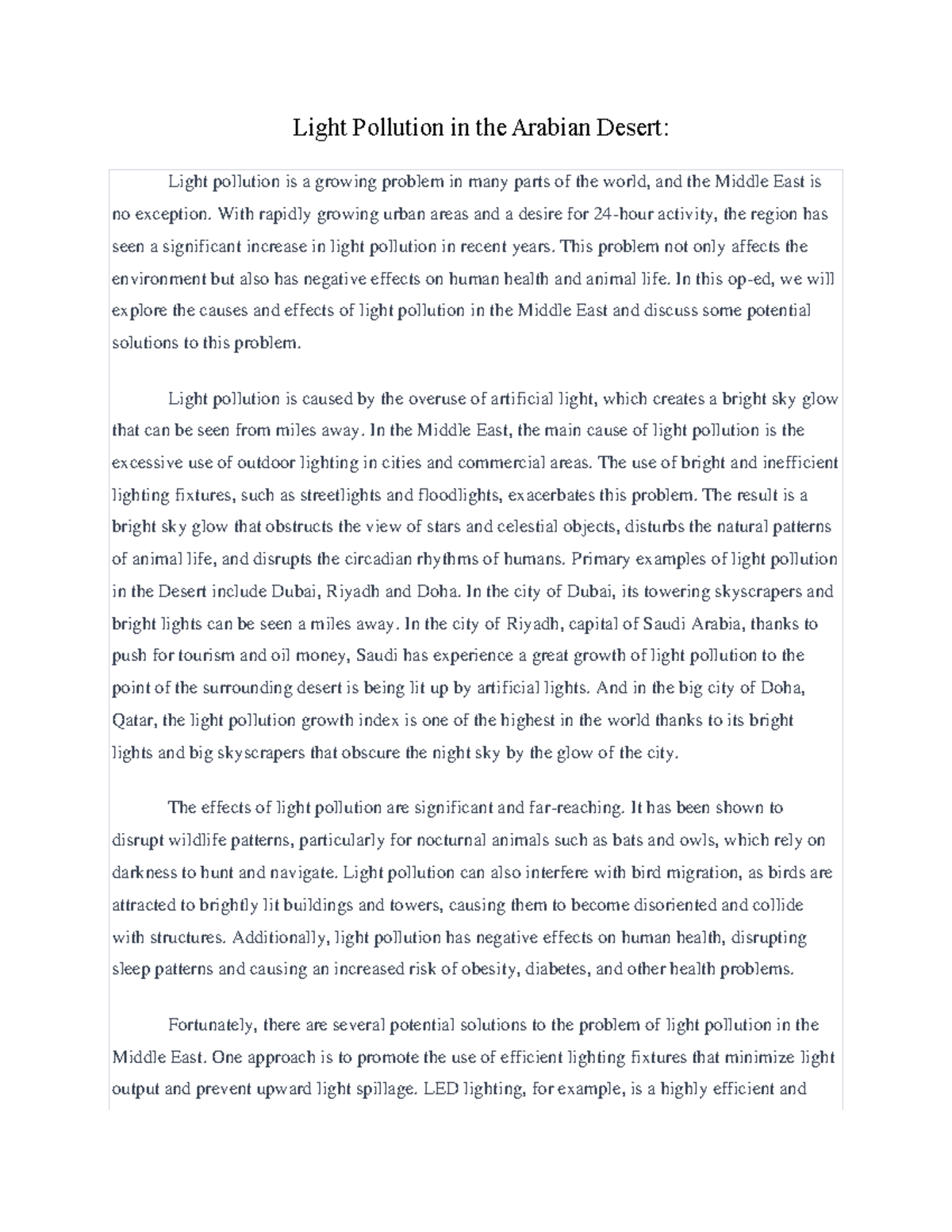 Document light - Light Pollution in the Arabian Desert: Light pollution ...
