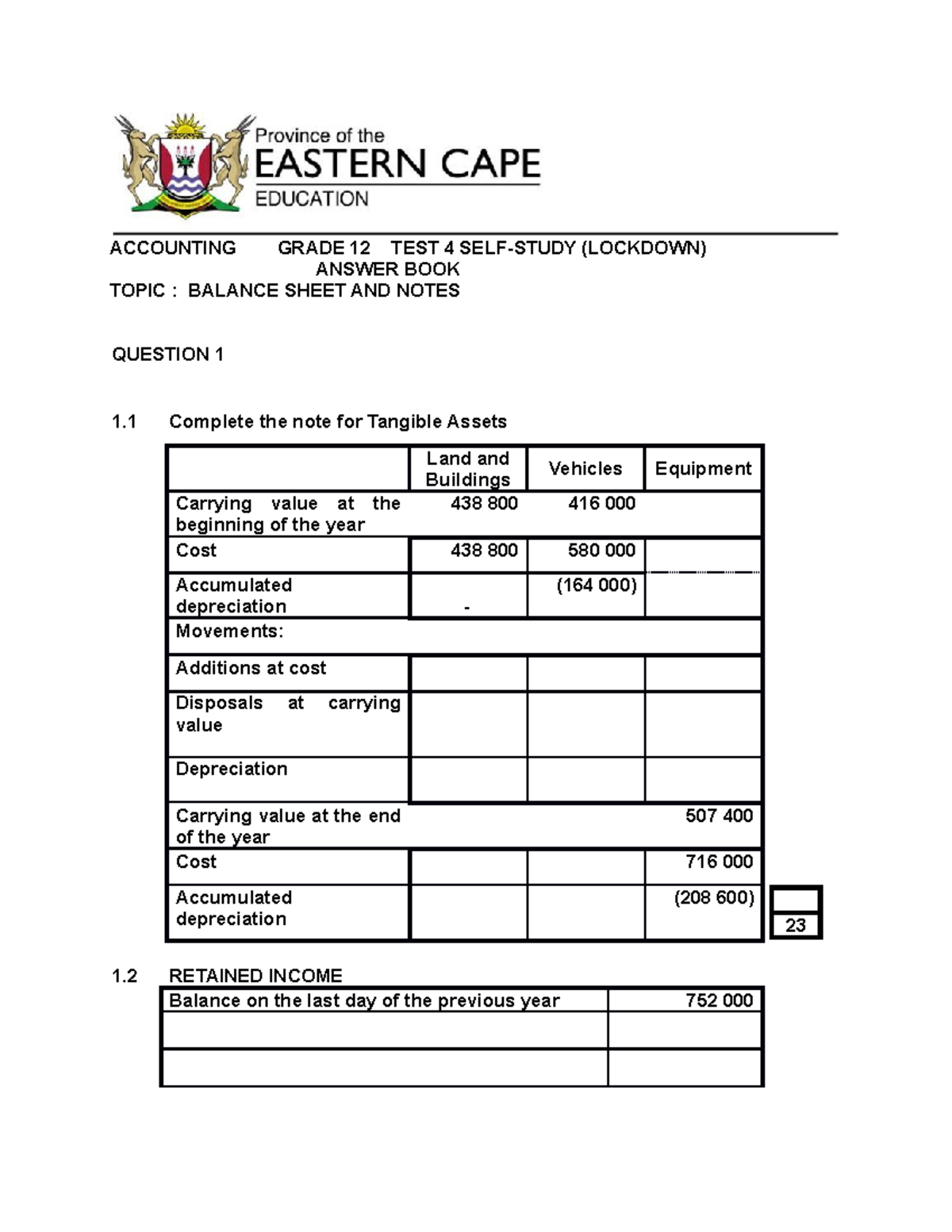 Accounting Grade 12 answer book Test 4 1 - ACCOUNTING GRADE 12 TEST 4 ...