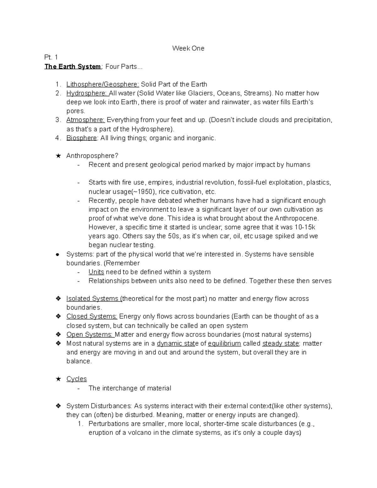 Intro to the Earth System Exam One - Week One Pt. 1 The Earth System ...