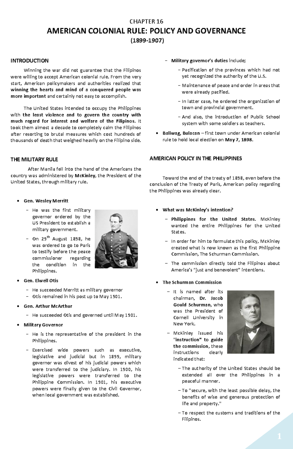 Toaz - N/A - CHAPTER 16 AMERICAN COLONIAL RULE: POLICY AND GOVERNANCE ...